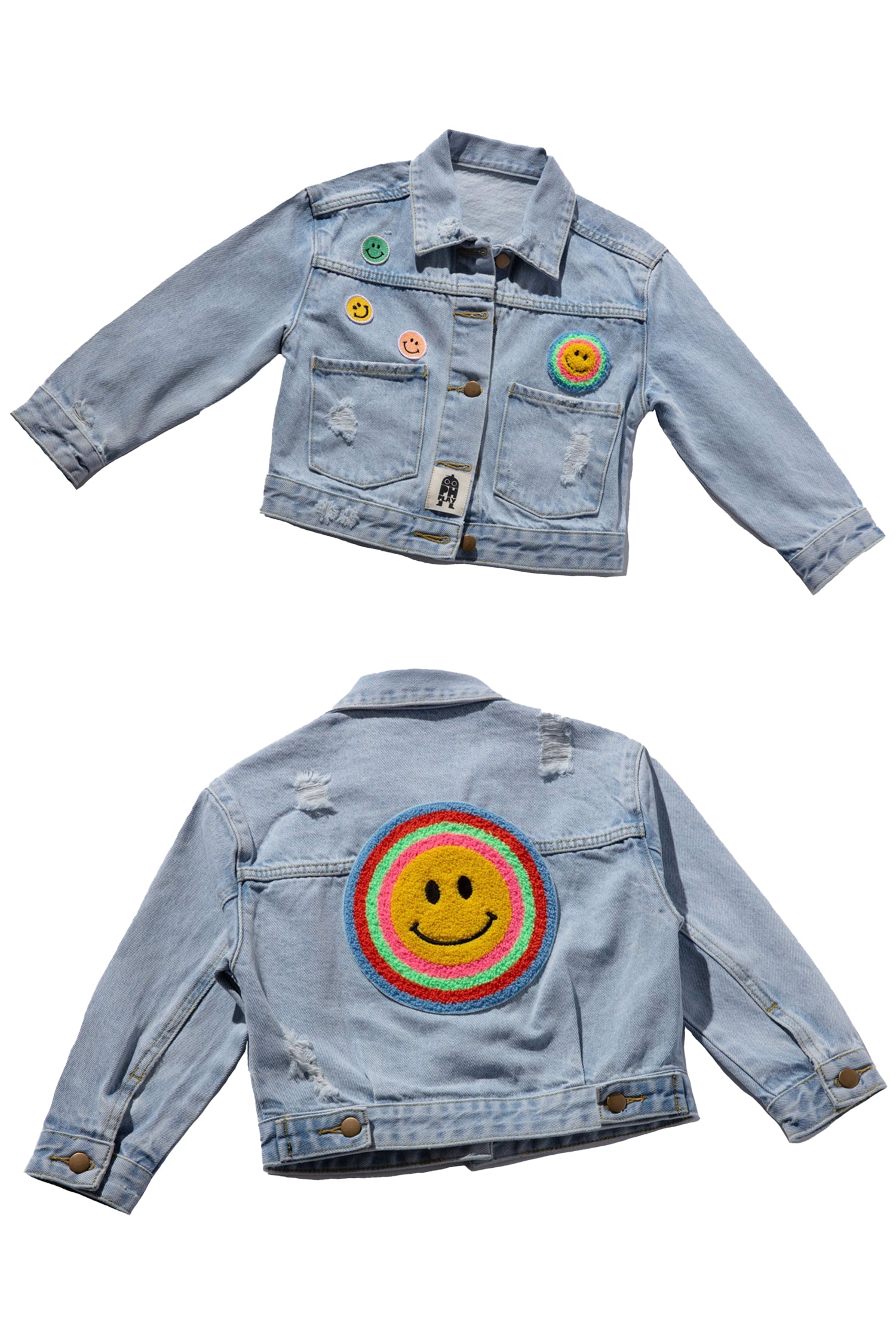 Smiley Patch Denim Jacket – Me & Kay