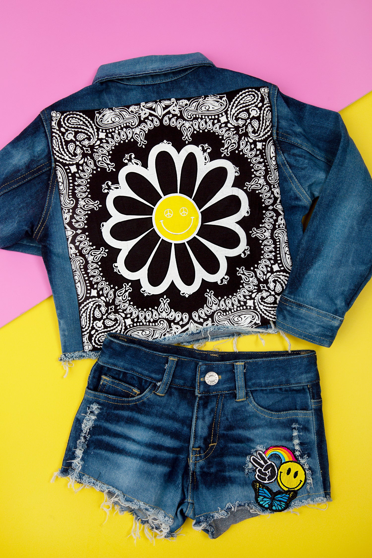 Denim Flower Smiley Jacket – Me & Kay